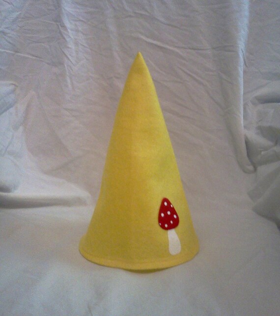 Felt Purple Pointy Gnome Hat With Red Mushroom Applique Felt Purple Pointy Gnome Hat With Red Mushroom Applique