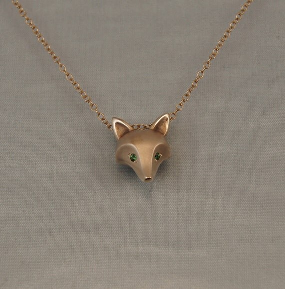 bronze fox pendant gemstone eyes .pick your by Michaeltatom
