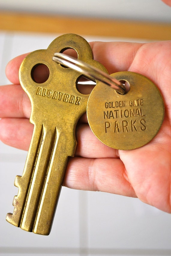Vintage Alcatraz cellhouse key brass by DragonfishAntiquity