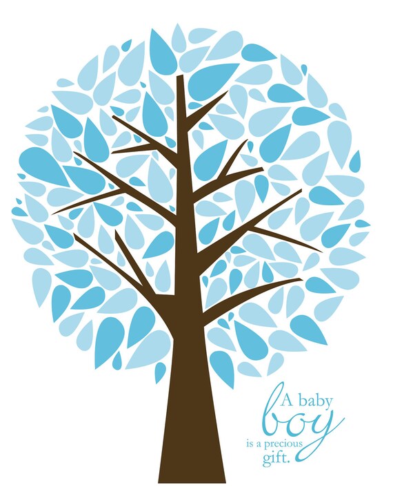 Items similar to Baby Shower Tree - Baby Boy - Signature Poster - 11x14 ...