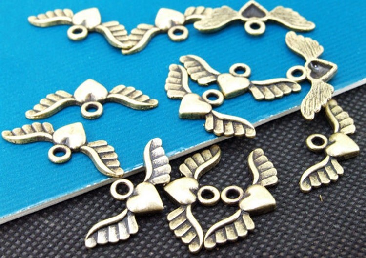 50pcs Superb Bronze Filigree Carved angel wings by diygem on Etsy