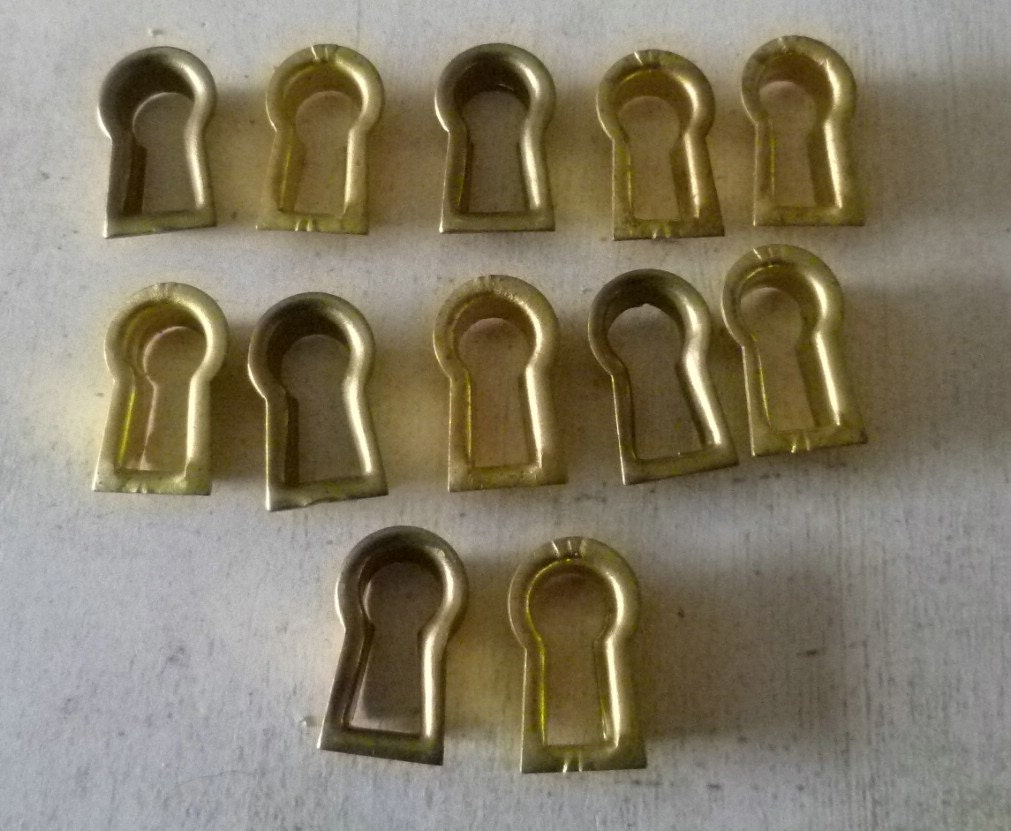 Steampunk Set of 12 Brass Keyhole Inserts