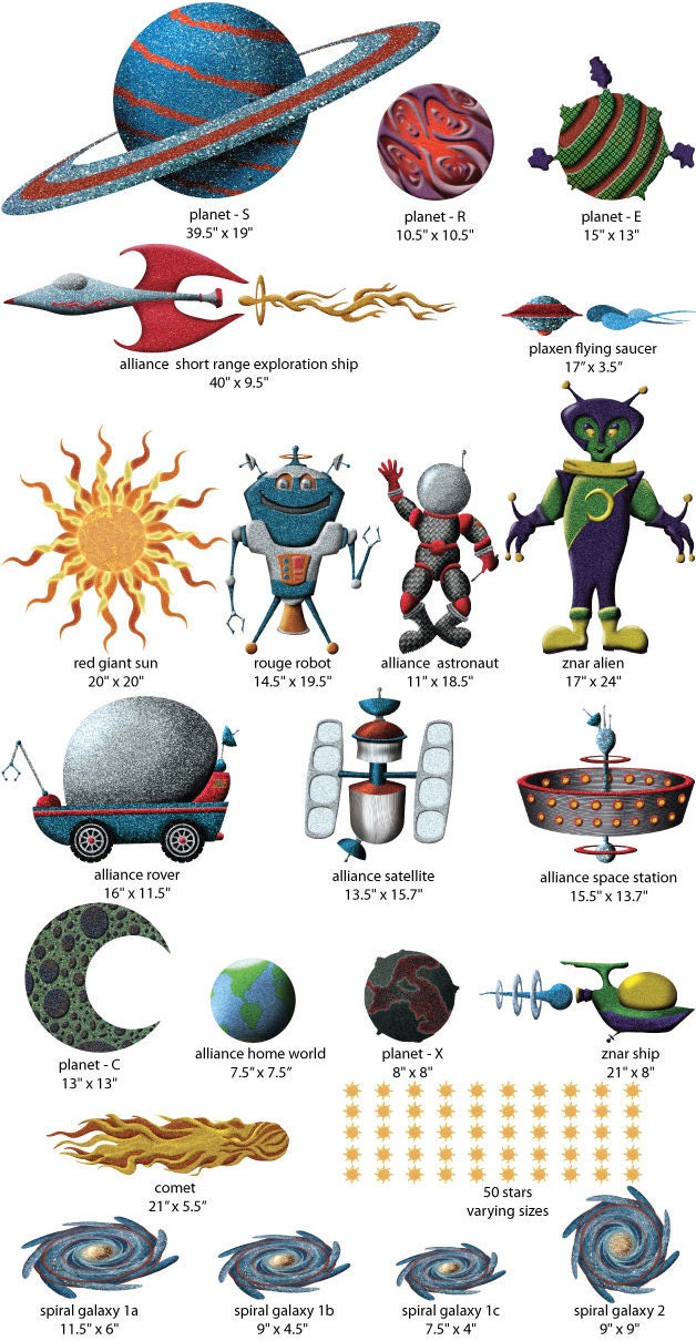 Outer Space Wall Sticker Decals for Boys Room Wall Mural