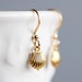 Tiny Shell Earrings Brass Sea Shell Dangles Petite by SilentRoses