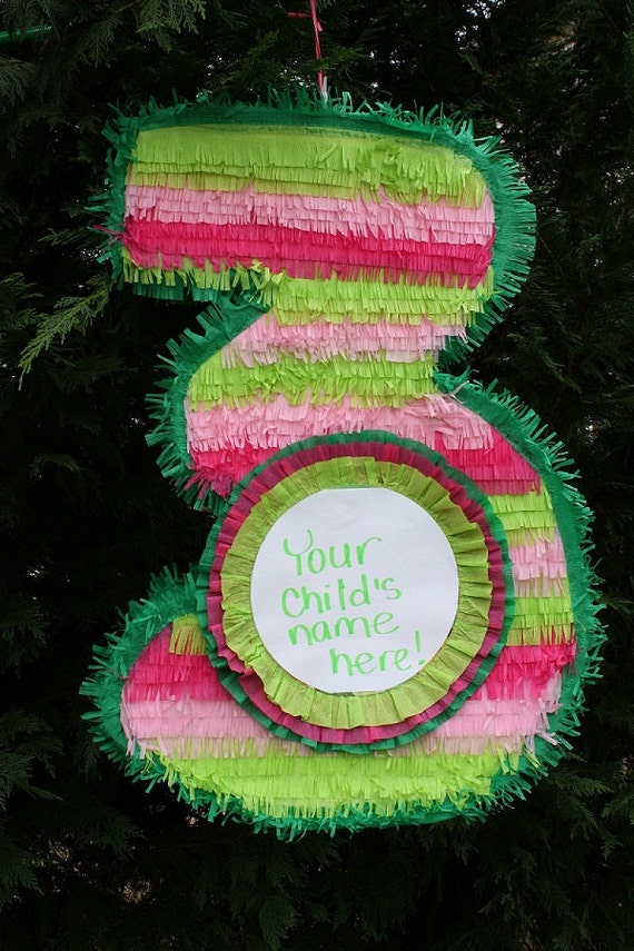 Large Number Three Pinata Customizable. Custom Pinata.