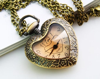 1pcs Gun Black Watch Pendant with chain Charms by AudreyjewelryB