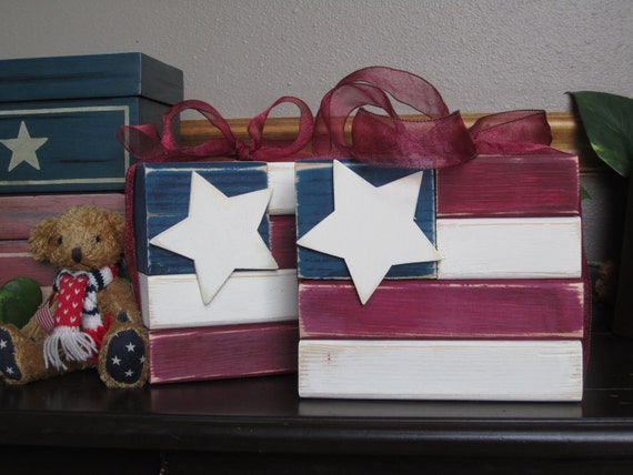 Items similar to American Flag Blocks on Etsy
