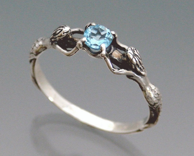 Mermaid Ring with Aquamarine Size 3 to 9 by SheppardHillDesigns