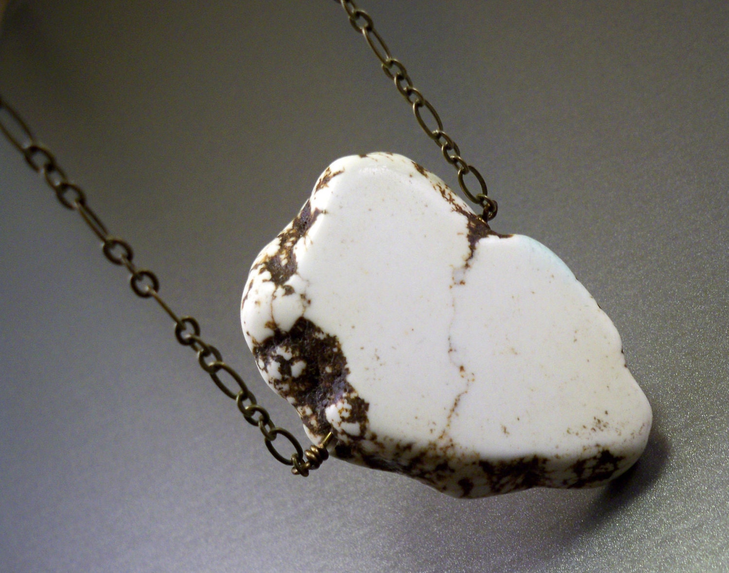 White turquoise necklace: howlite buffalo turquoise stone