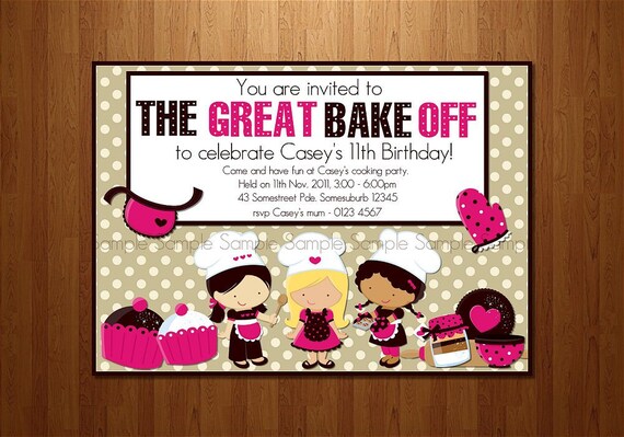 Items similar to The Great Bake Off Printable Birthday invitation ...