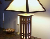 Items similar to Arts and Crafts Table Lamp with Narrow Lighted Base on ...