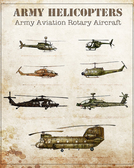Army Aviation Helicopters archival print rotary by FlightsByNumber