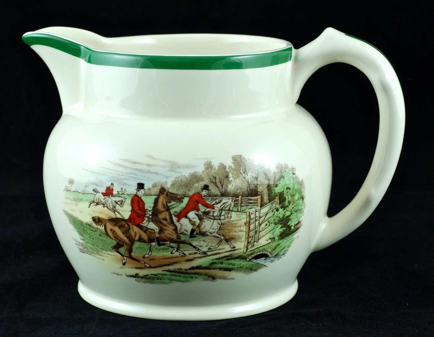 Vintage Copeland Spode England Herring Hunt Pitcher Titled