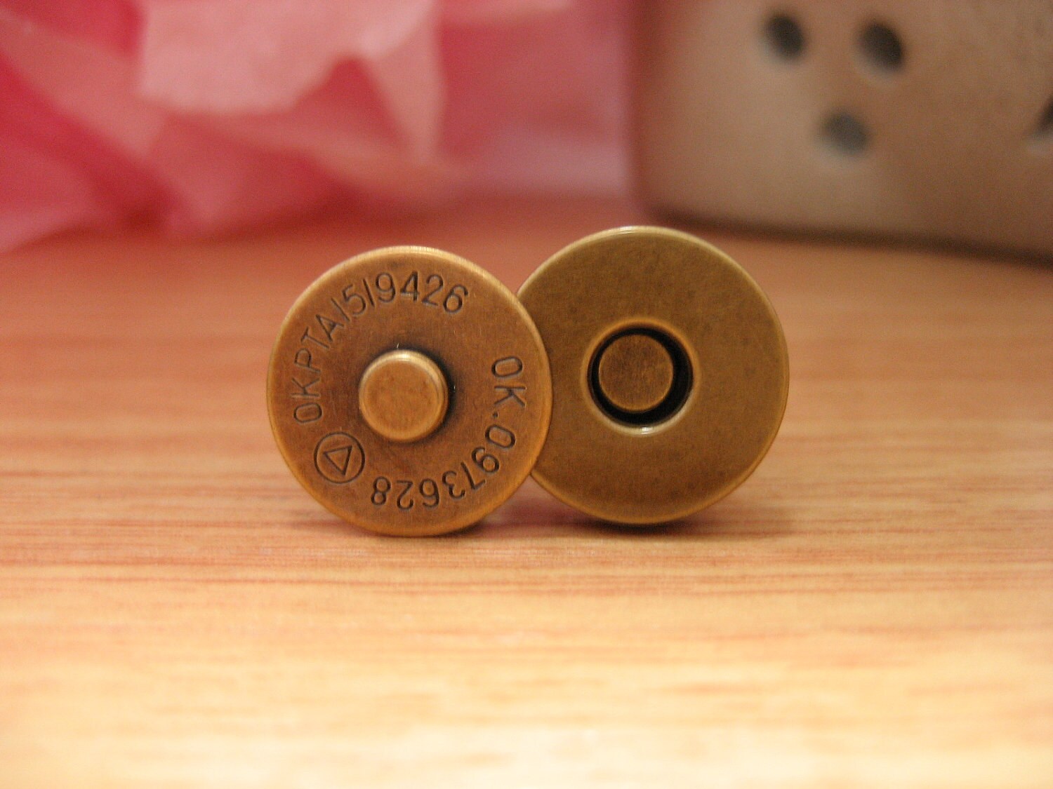 20 x 14mm THIN brass or silver magnetic snap/ closure/ button