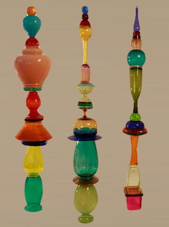 Items similar to Colored glass art structures on Etsy