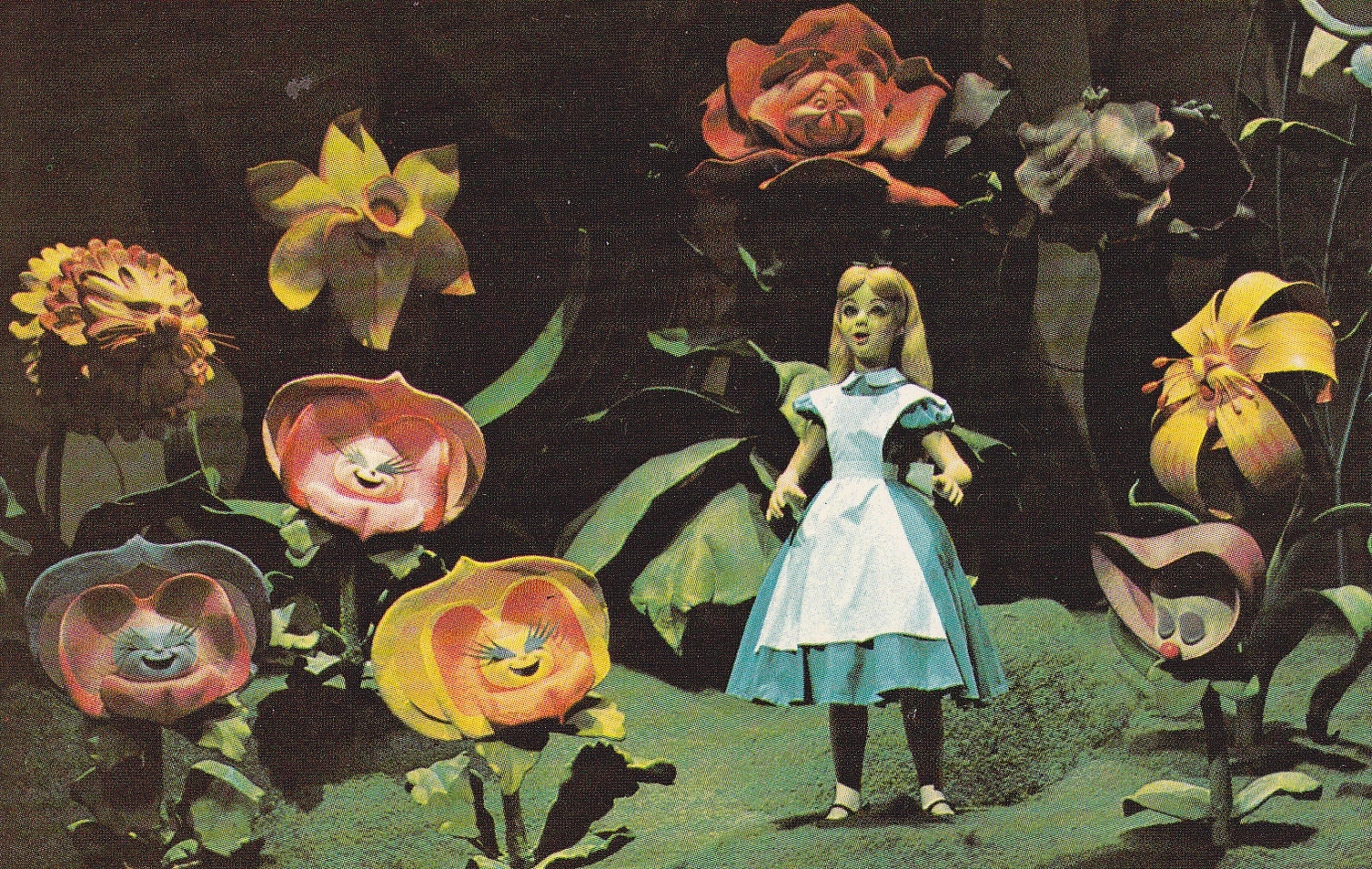 Alice in Wonderland and Singing Flowers Vintage Walt Disney