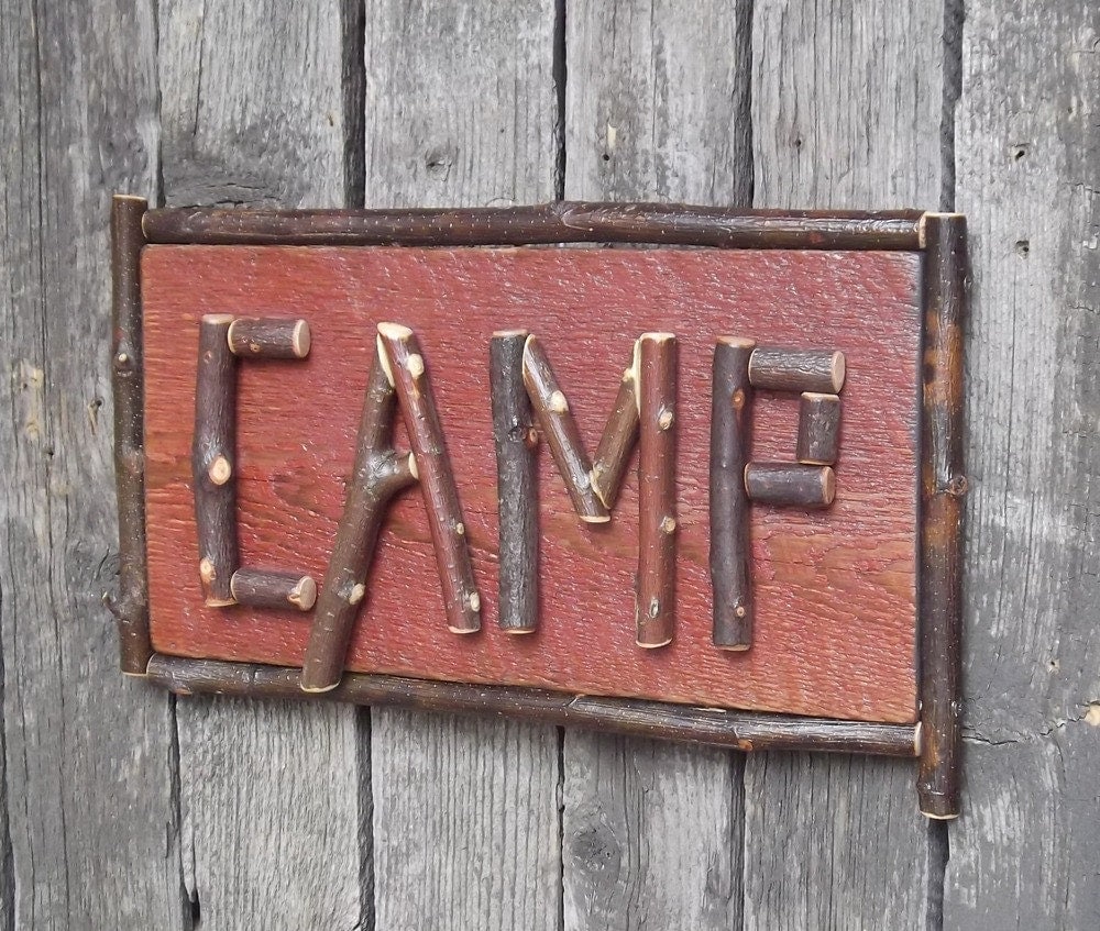 Rustic Camp Sign Cabin Sign Twig Letters Primitive Sign