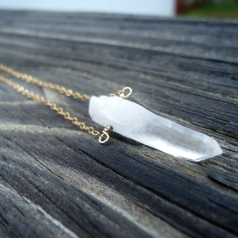 Crystal Necklace Clear Quartz Necklace 14K Gold Filled