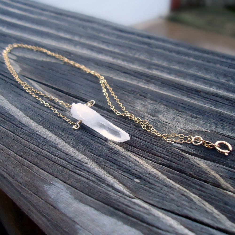 Crystal Necklace Clear Quartz Necklace 14K Gold Filled