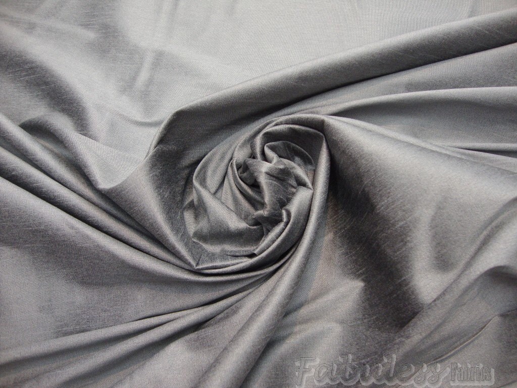 Steel Gray Shantung Dupioni Faux Silk fabric per yard