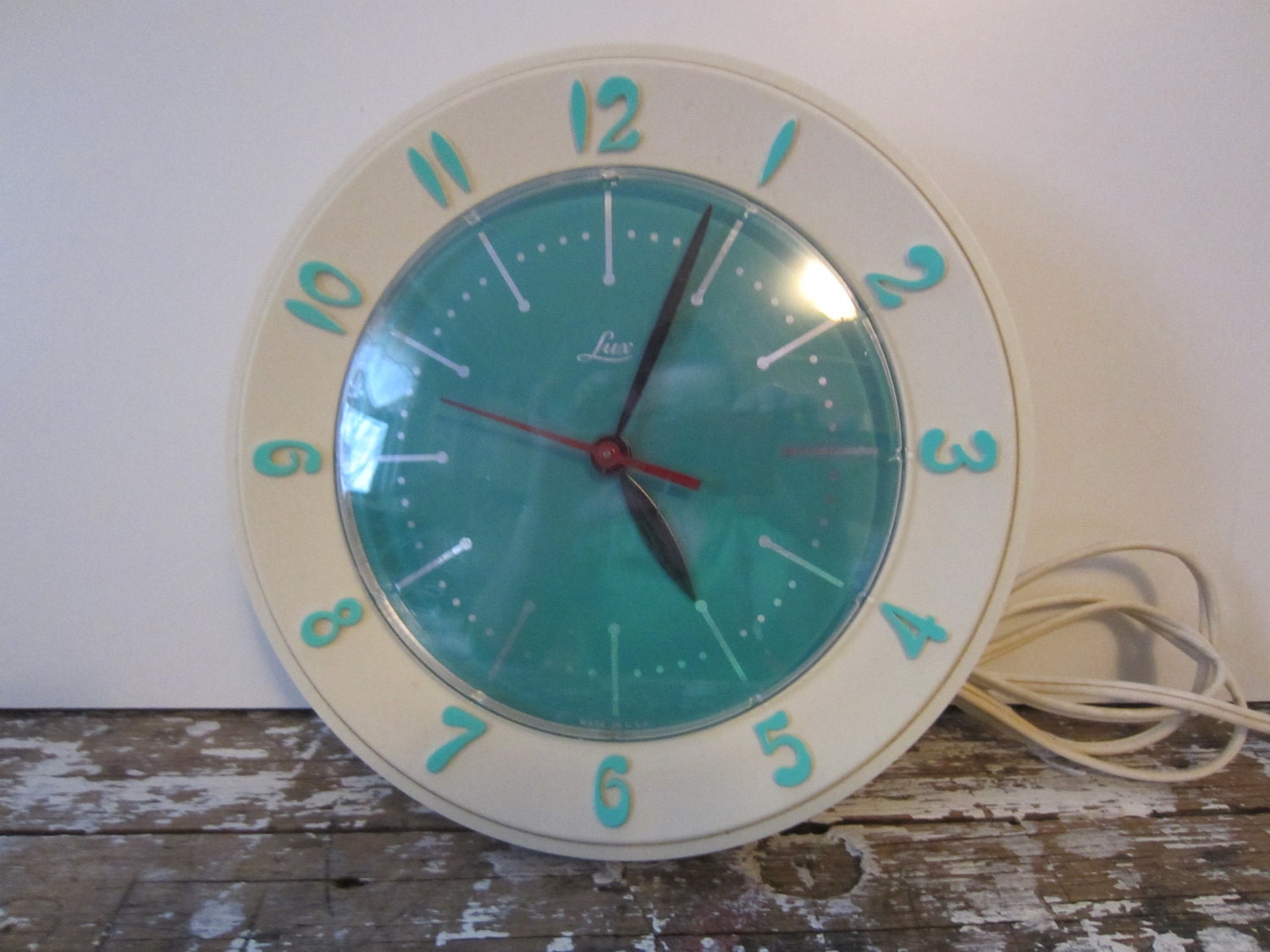 Vintage Kitchen Clock Turquoise Lux Clock Kitchen Clock