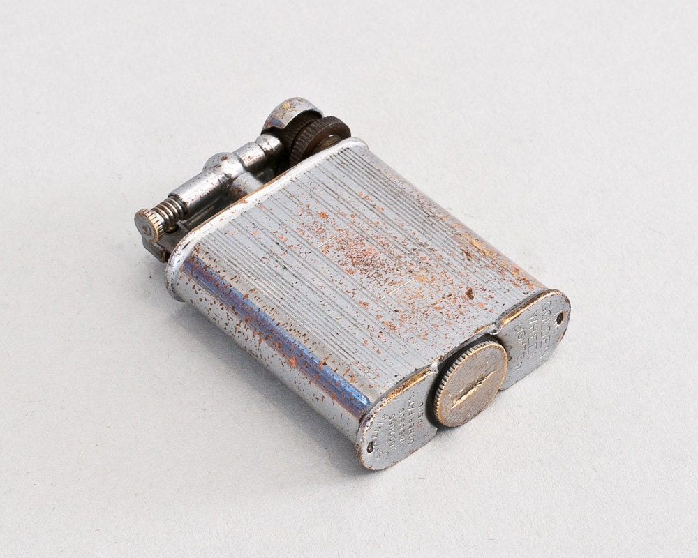 1920s Golden Wheel Art Deco Lift Arm Pocket Lighter