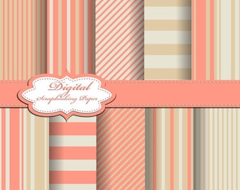 Cute Line Coral Digital Papers for scrapbooking, card making, Invites ...
