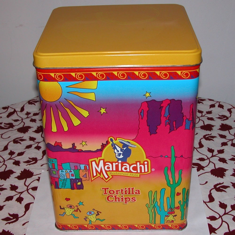 Vintage Southwest Canister, Large Mexican Mariachi Can, Tortilla Chips ...
