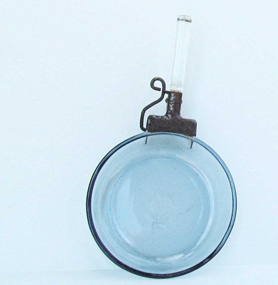 Pyrex Flameware Glass Frying Pan Blue Pan Clear by ClassicRetro