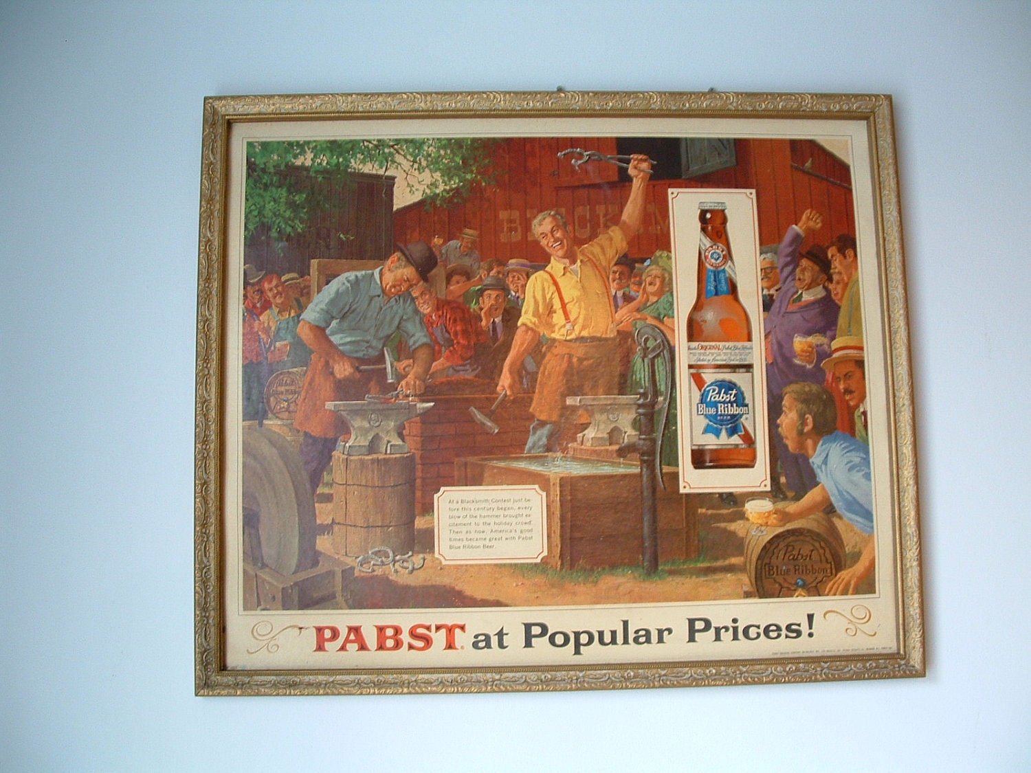 Vintage Pabst Blue Ribbon Advertising Sign or Poster