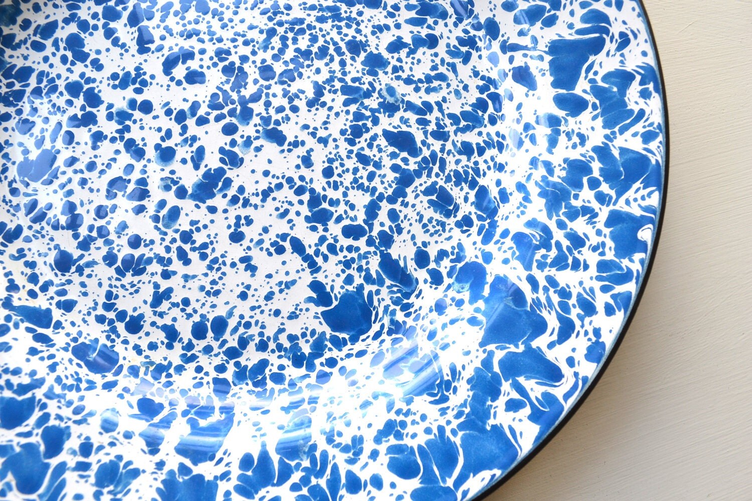 Enamel Dinner Plates Vintage Enamelware Blue and White