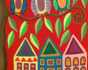 Kerri Ambrosino Mexican Folk Art PRINT Bright Ocean Mexican