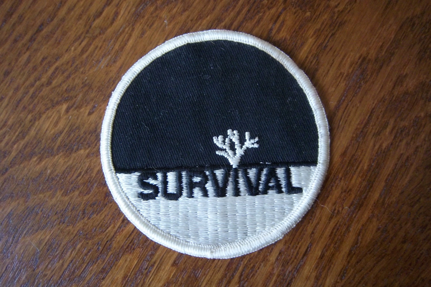 Vintage Survival Patch Round Black & White 70's by JaysJunque