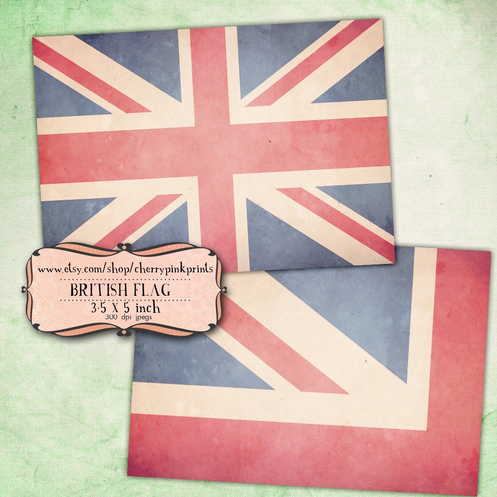 BRITISH FLAG Digital collage sheet ACEO atc Jubilee