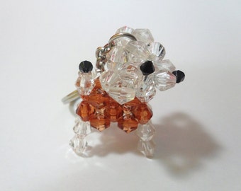 Bead Dog Keychain, Poodle Keychain, Beaded Poodle, Canine Keychain ...