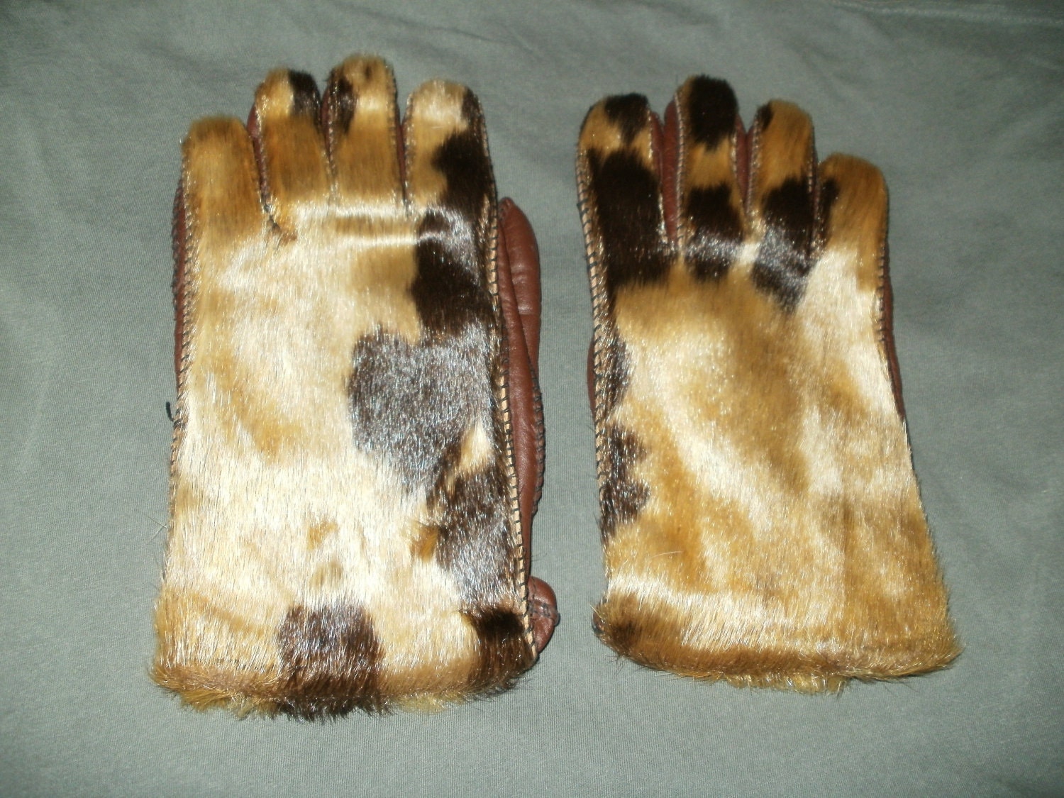 Vintage Seal Skin Fur Brown Leather Gloves by Antiqkollector4ever