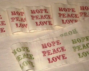 French Vintage Handmade Muslin Ribbon with Noel and Christmas