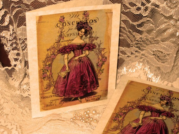 Vintage French Design Handmade Cards Adormed with Bling on