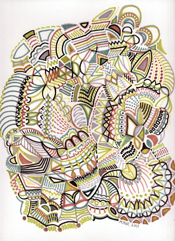 Items similar to original abstract POP-colored marker drawing on Etsy