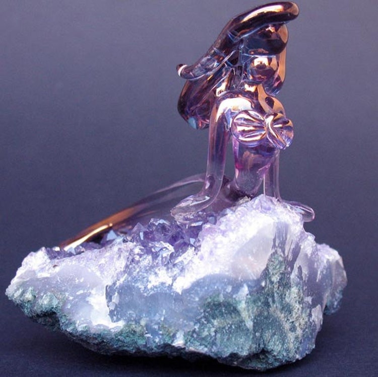 Mermaid Figurine Sculpture Blown Glass by ProchaskaGallery on Etsy