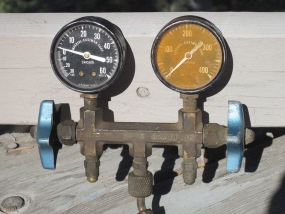 Vintage Dual Pressure Gauge Imperial Brass Chicago by Relic189