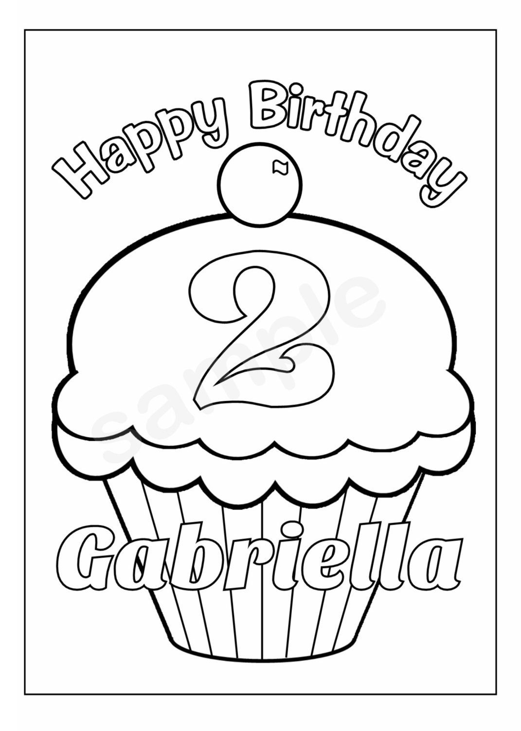 Personalized Printable Birthday Cupcake Cup Cake Party Favor