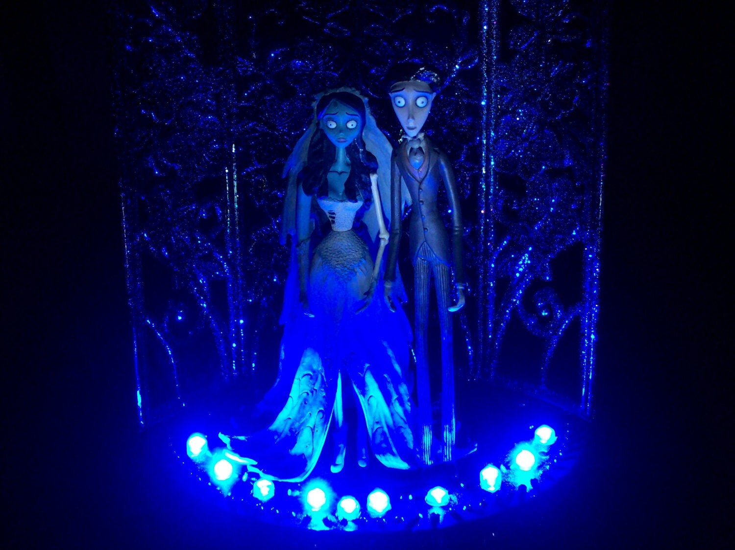 Corpse Bride & Victor Wedding Cake Topper White GOTHIC LIGHTS