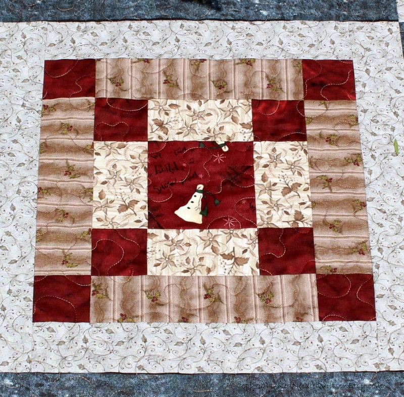 Snow Wonderland Table topper quilted Christmas by RedNeedleQuilts