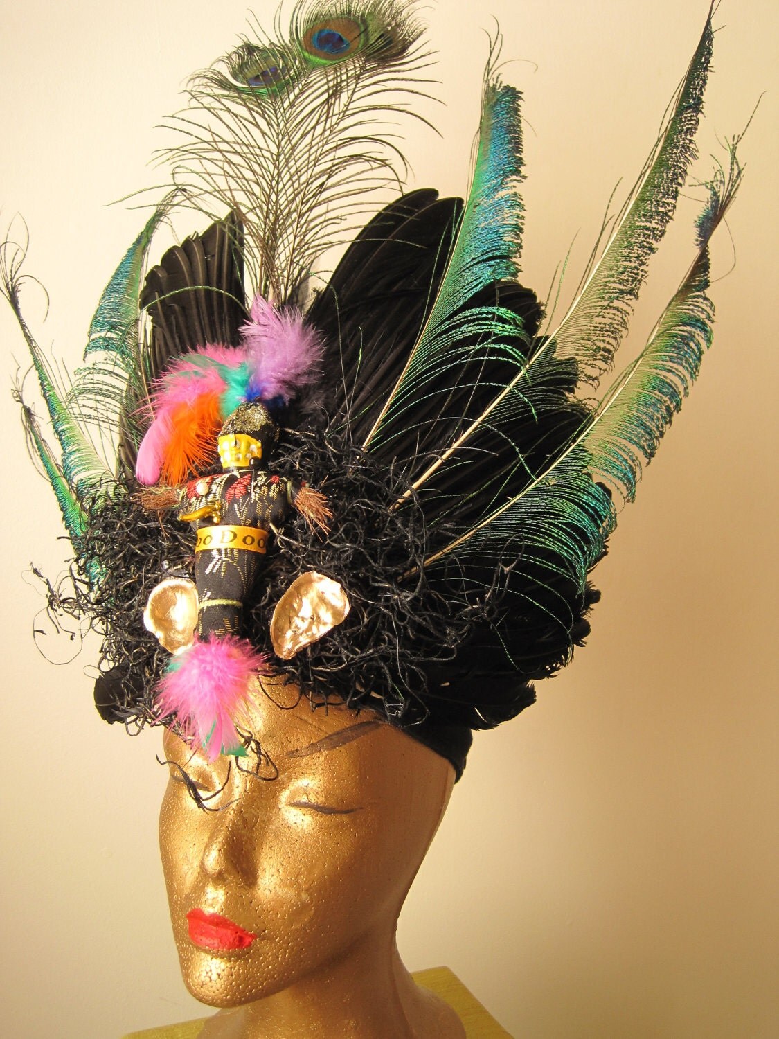 Feathered Extravagant Voodoo Headdress by HalfshellProductions