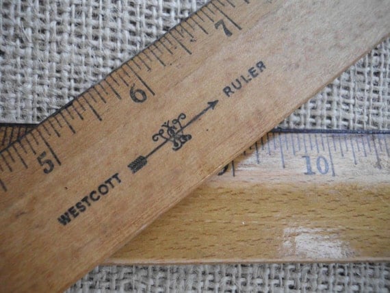 Two Vintage Solid Wood Wescott Rulers with by ElegantSeashore