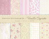 Items similar to Vanilla Cupcake Vintage Digital Papers for Blogging ...
