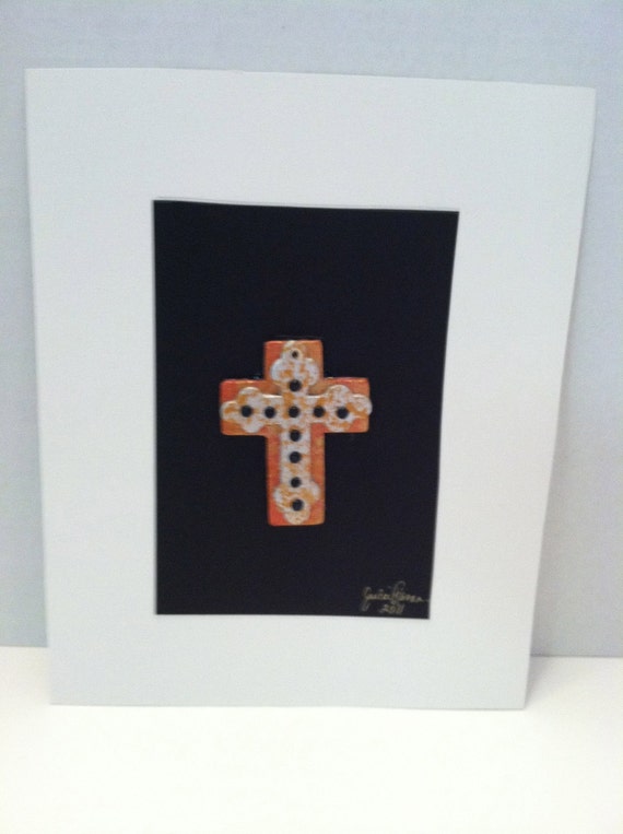 JR314 Mixed media collage cross