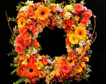 Re-Create this design in permanent flowers, Fresh Flower Orange Square ...