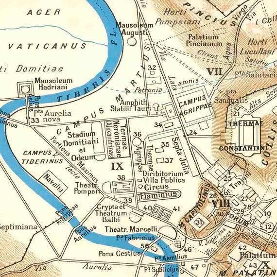 Art Decorative Arts Map of old Rome Print Home Decor by PrintLand